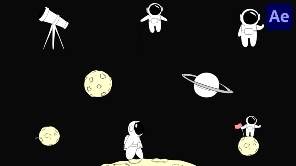 Cartoon Space Animations for After Effects, After Effects Project Files